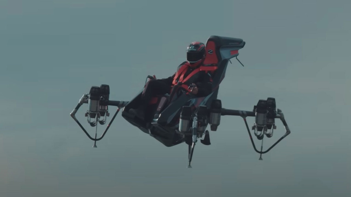 Zapata unveils JetRacer flying chair with ten jet engines, 3 km ceiling ...