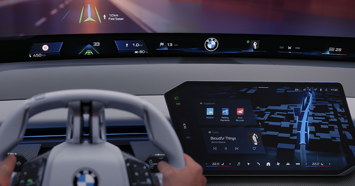 BMW has revealed a concept for a new interior with a full-width ...